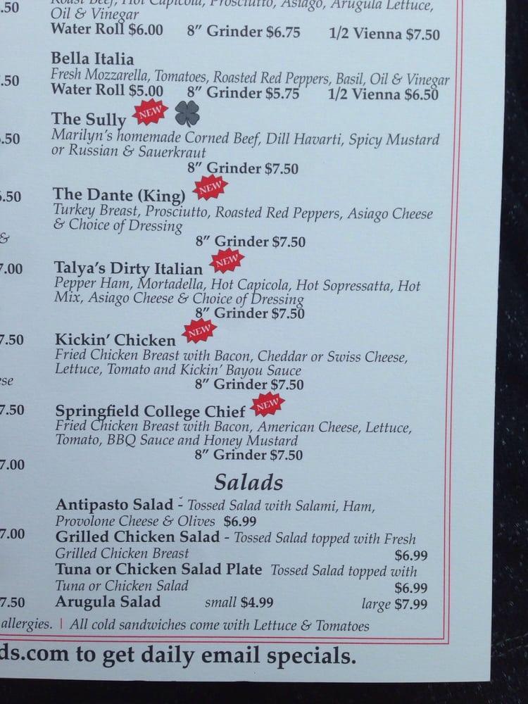 Menu at Frigo Foods restaurant, East Longmeadow