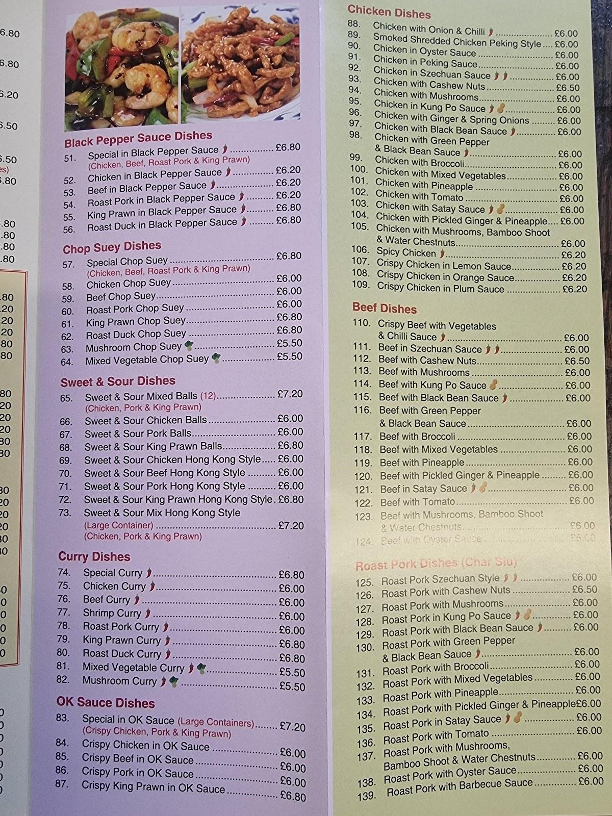 Menu at Fui Sing Chinese Take Away fast food, Pocklington