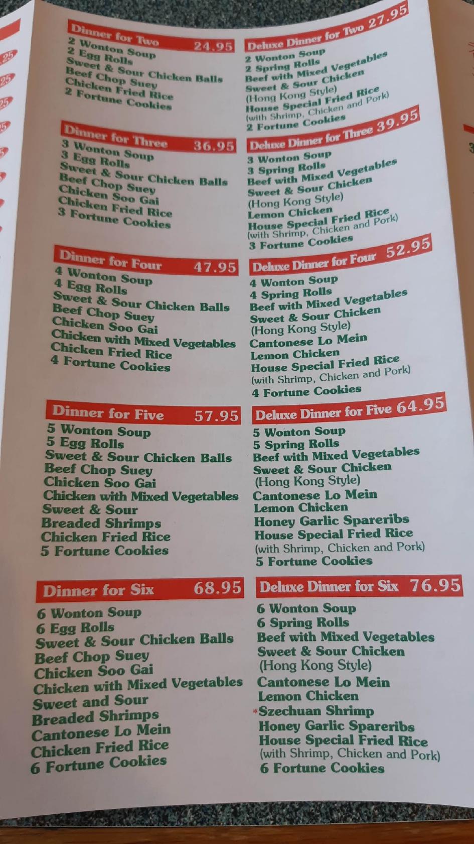 Menu at Li's Restaurant, Windsor
