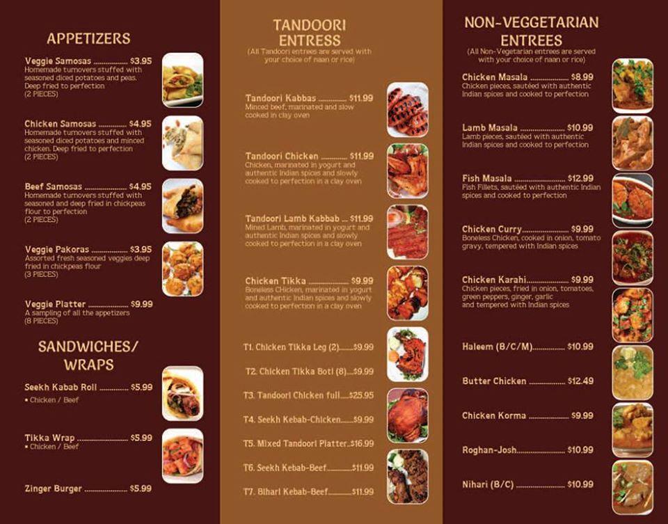 Menu at Tandoori Corner restaurant, Canton, N Canton Center Rd