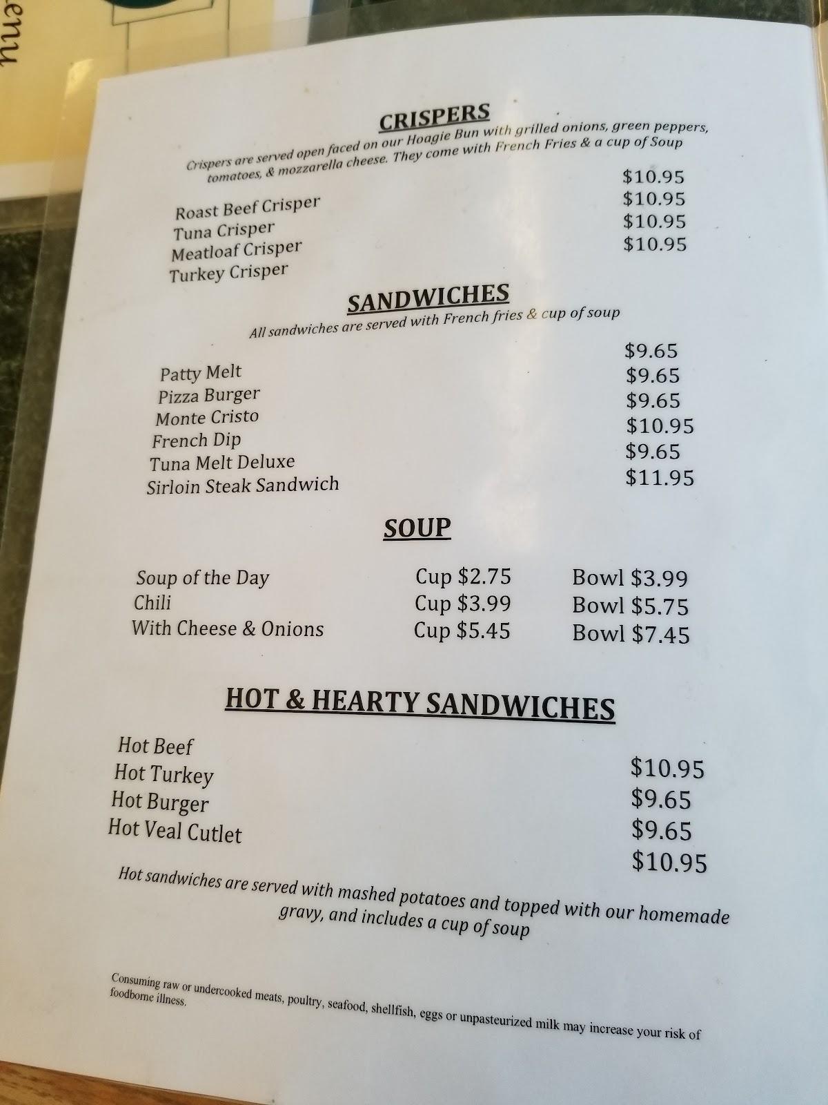 Menu at Two Brothers restaurant, Milwaukee
