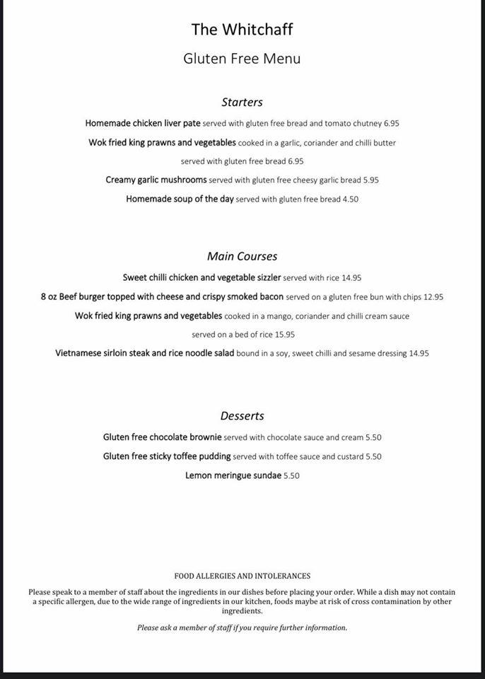 Menu at The Whitchaff Inn pub & bar, Rawtenstall