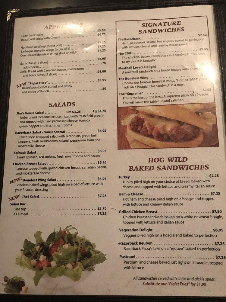 Menu at Jim's Razorback Pizza - Maumelle pizzeria, Maumelle, AR-365