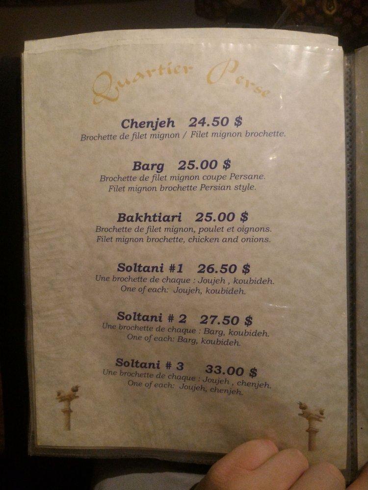 Carta del restaurante Quartier-Perse, Montréal