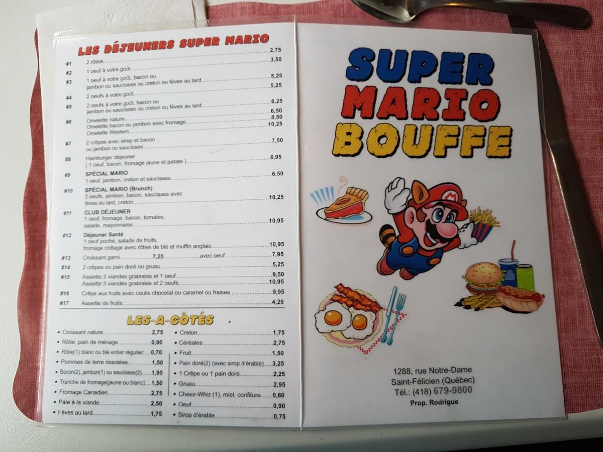 Menu au Restaurant Super Mario Bouffe Enr 2002, Saint-Félicien