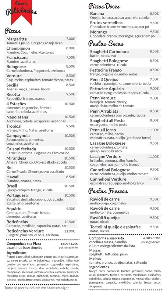 Menu em Reticências Café, Parede