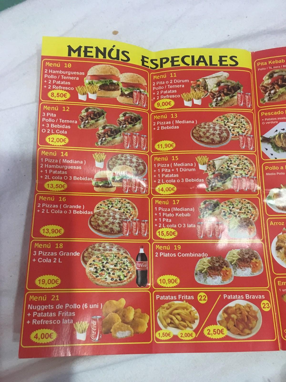Menu at Rostisseria Kebab restaurant, Barcelona