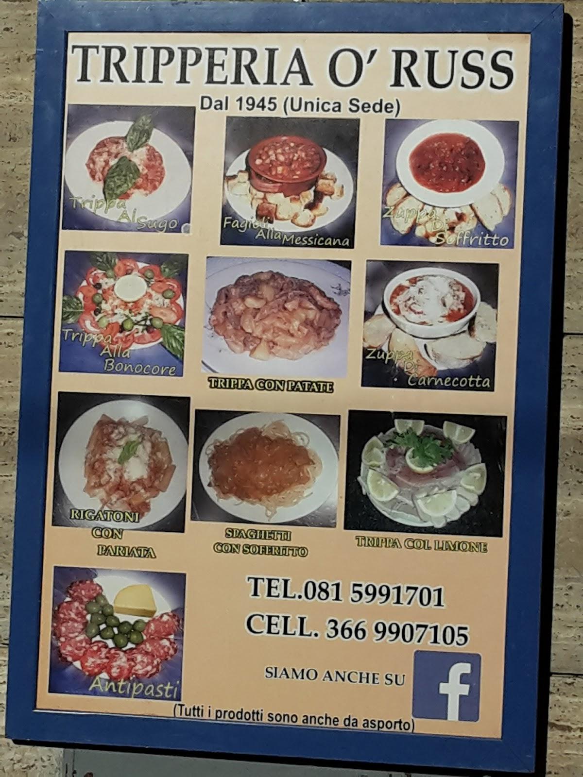 Carta del restaurante Tripperia O'Russ Napoli, Napoles