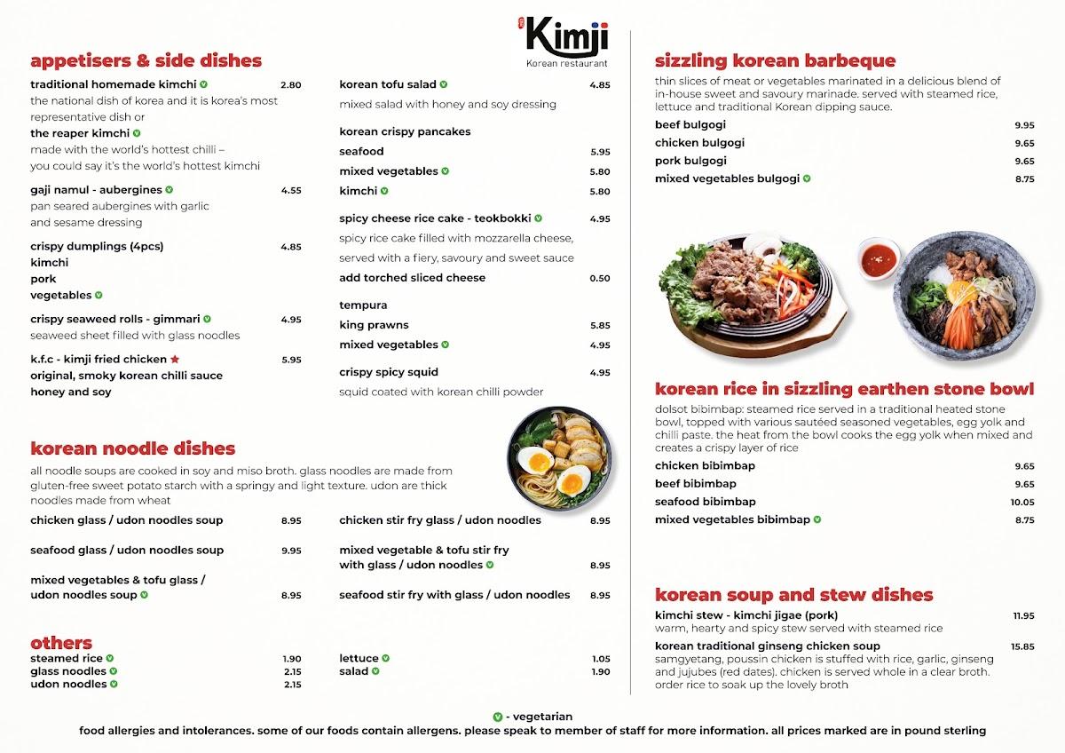 Menu at KimJi Korean Restaurant (Ramsbottom), Ramsbottom