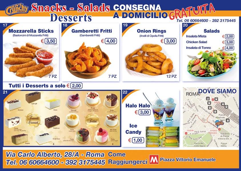 Menu at Kin's Crunchy Chicken restaurant, Rome, Via Carlo Alberto