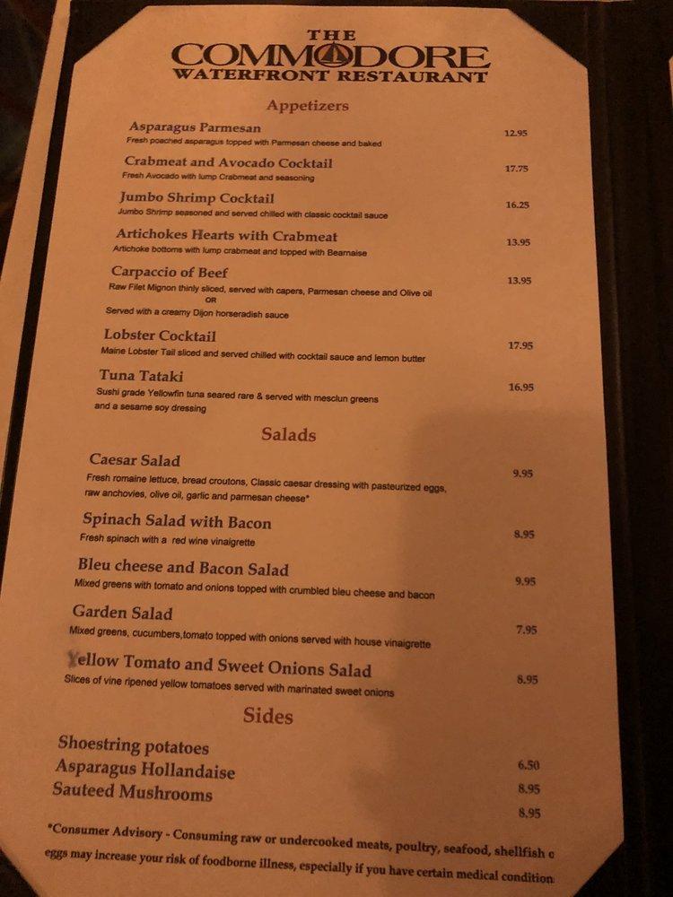 Menu at The Commodore Steak & Lobster House pub & bar, Key West