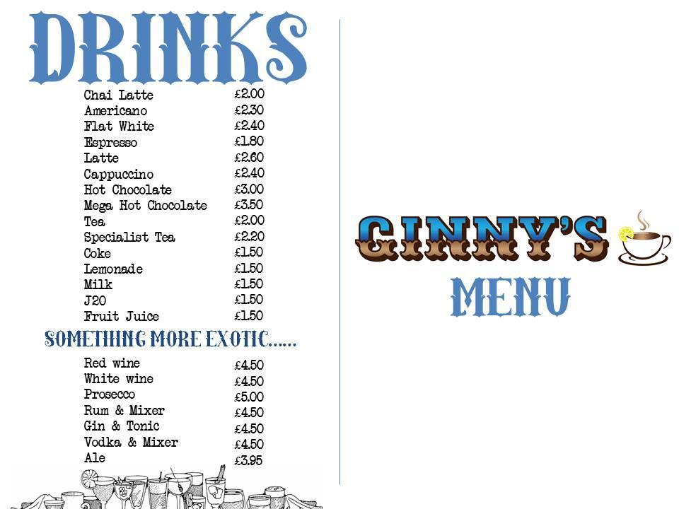 Menu at The Ginger Piggery & Ginny’s Cafe, Boyton
