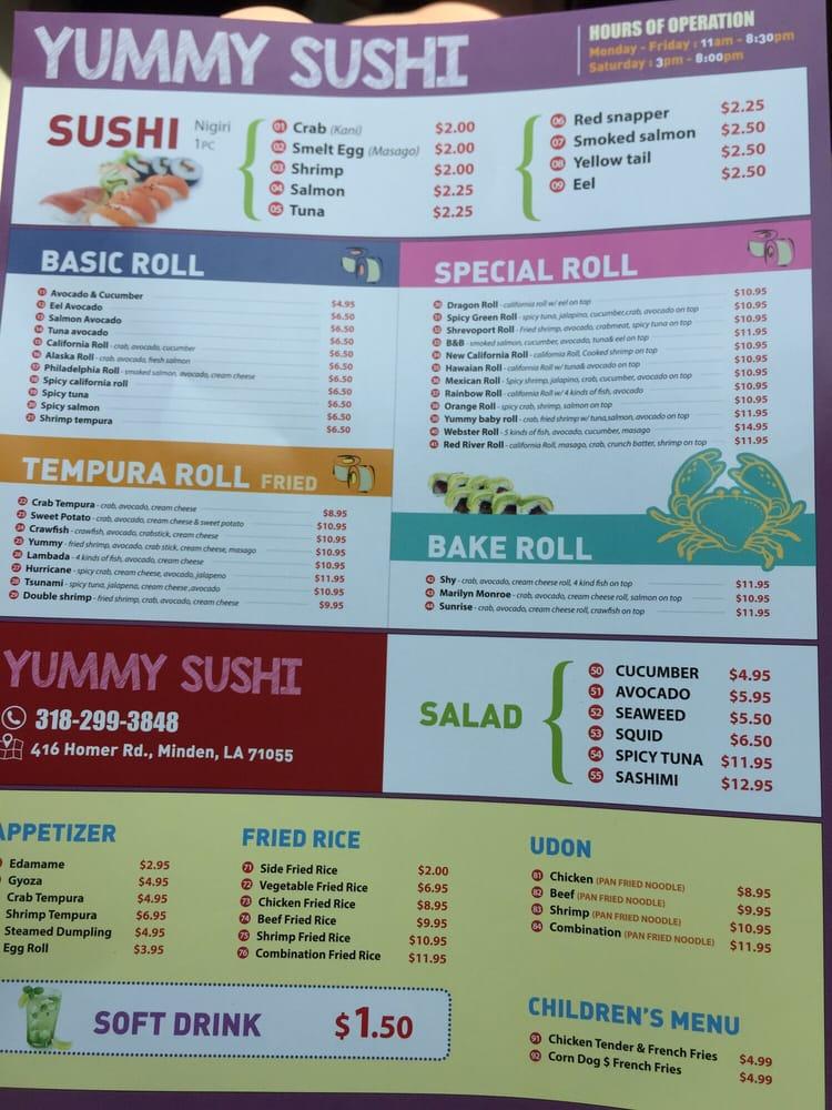 Menu at Yummy Sushi restaurant, Minden
