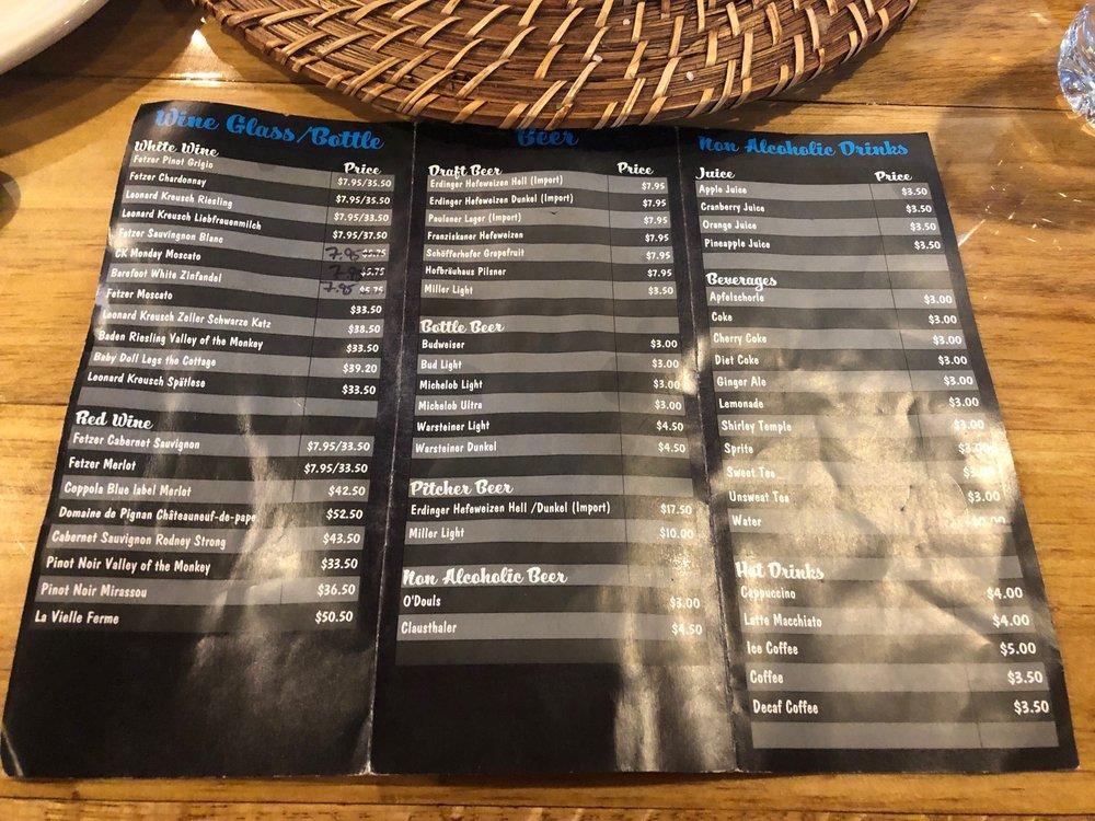 Menu at Bodensee restaurant, Helen, 64 Munich Strasse