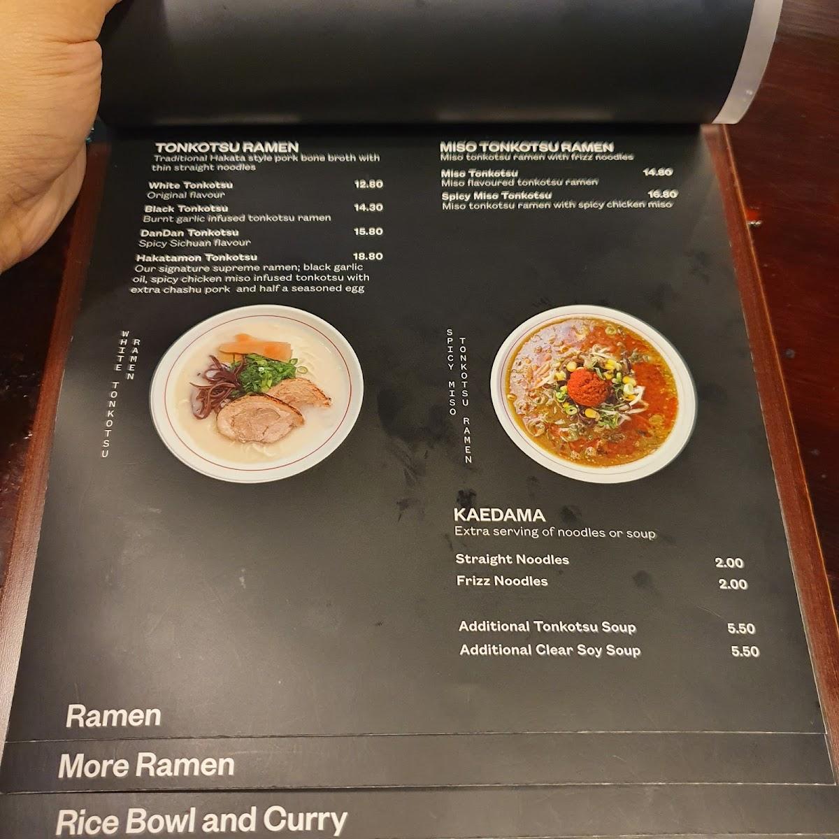 Menu at Hakatamon Ramen Chatswood restaurant, Chatswood
