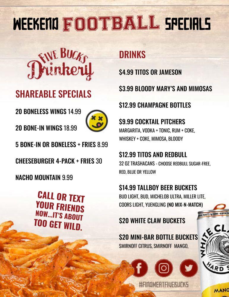 Menu at Five Bucks Drinkery pub & bar, Saint Petersburg
