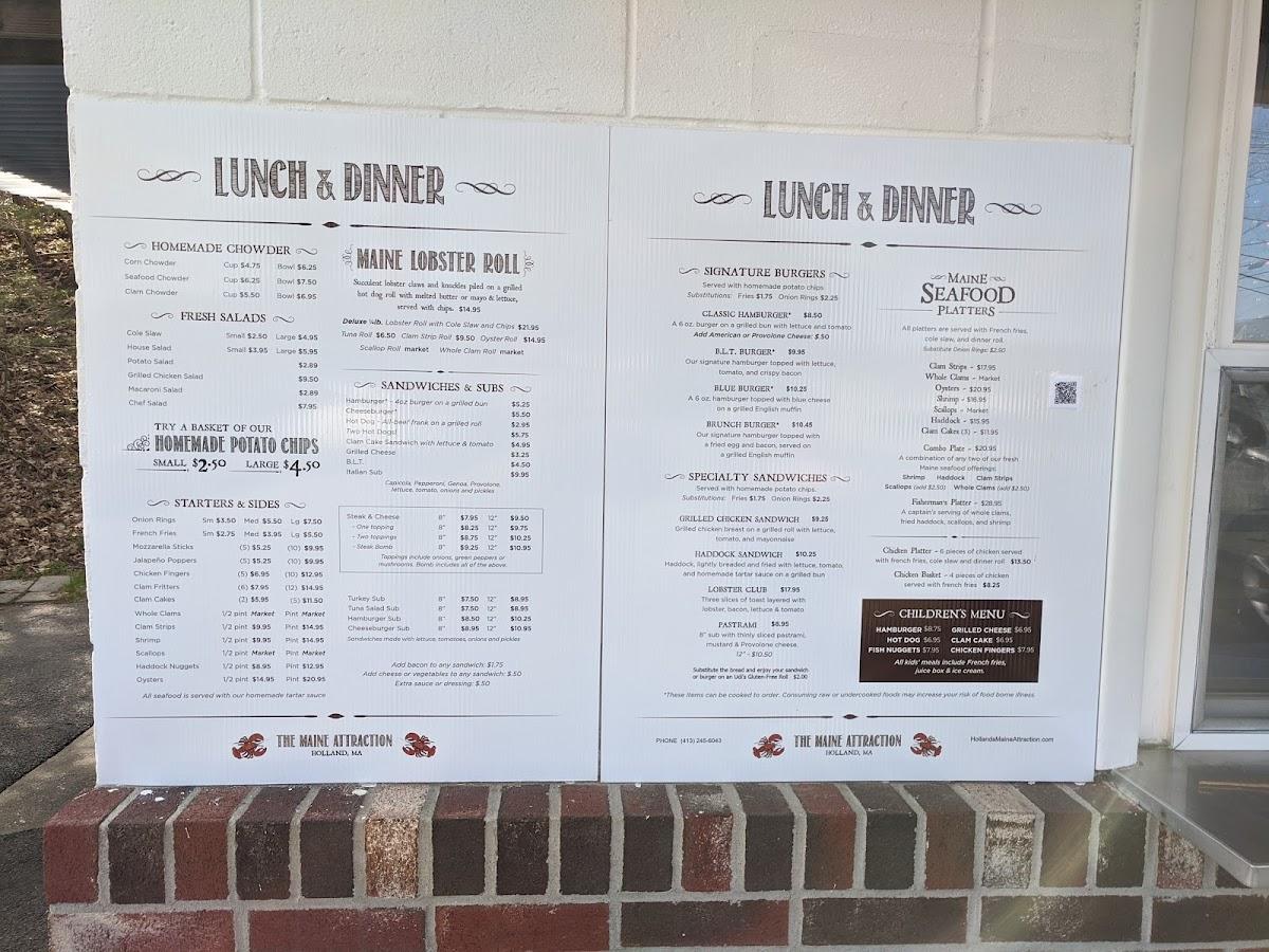 Menu at Holland's Maine Attraction restaurant, Holland