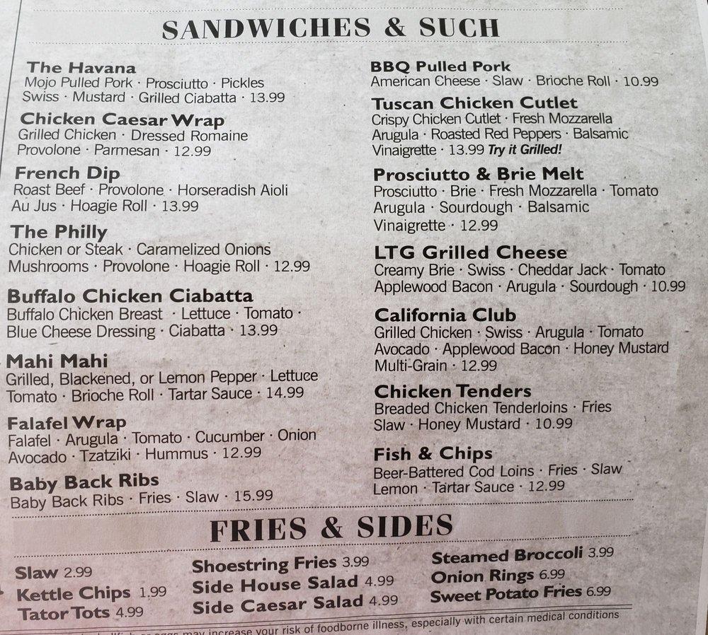 Menu at Legends Tavern & Grille - Plantation pub & bar, Plantation