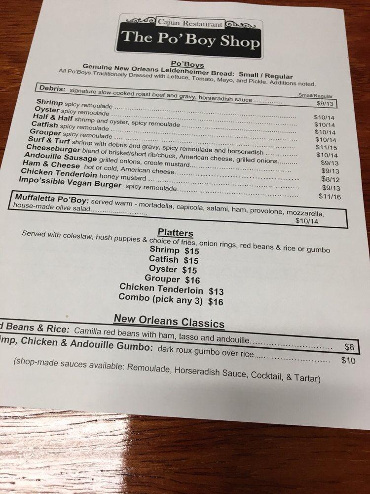 Menu at The Po'Boy Shop & Basement Bar, Decatur