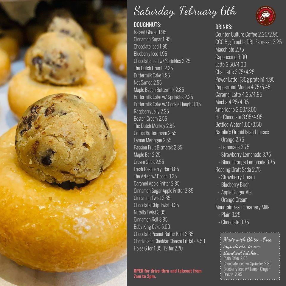 Menu at Dutch Monkey Doughnuts desserts, Cumming