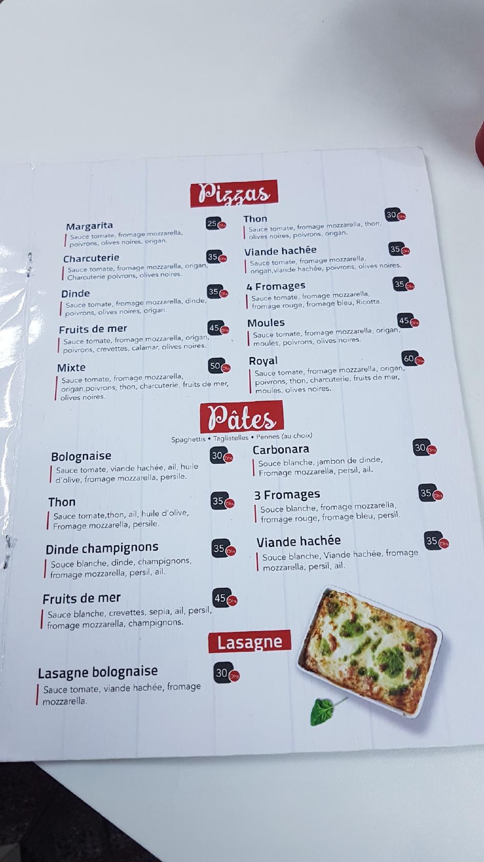 Speisekarte von Espace Hassan Bd Ouled Haddou restaurant, Casablanca