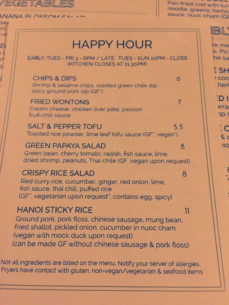 Menu at Hai Hai restaurant, Minneapolis