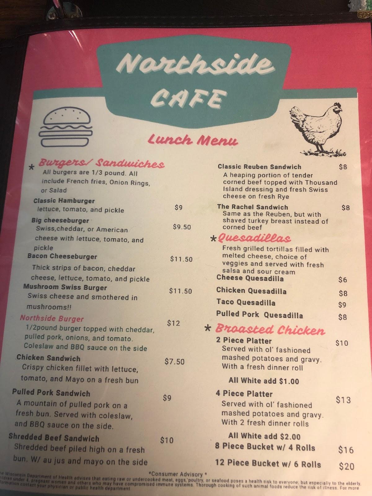 Menu at Northside Cafe of Rice Lake, Rice Lake