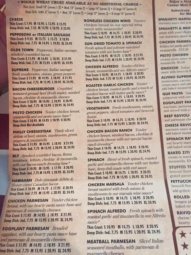Menu at Olde Town Pizzeria & Pasta Co., Brandon