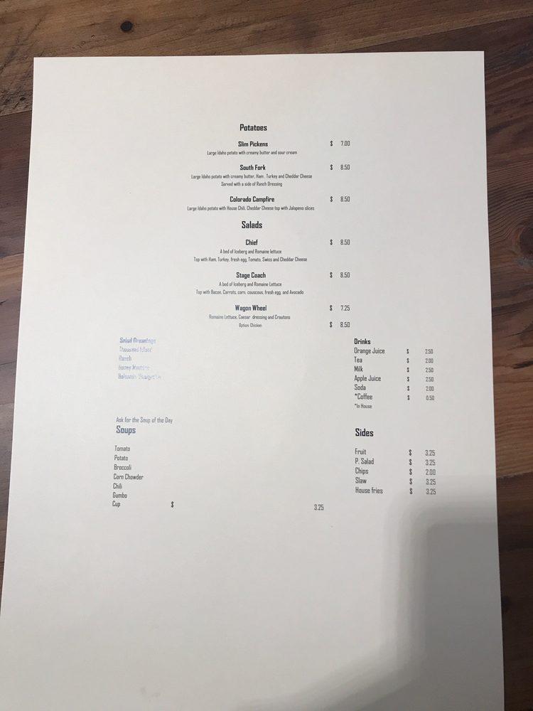 Menu at Rodeo Cafe, Holly Springs