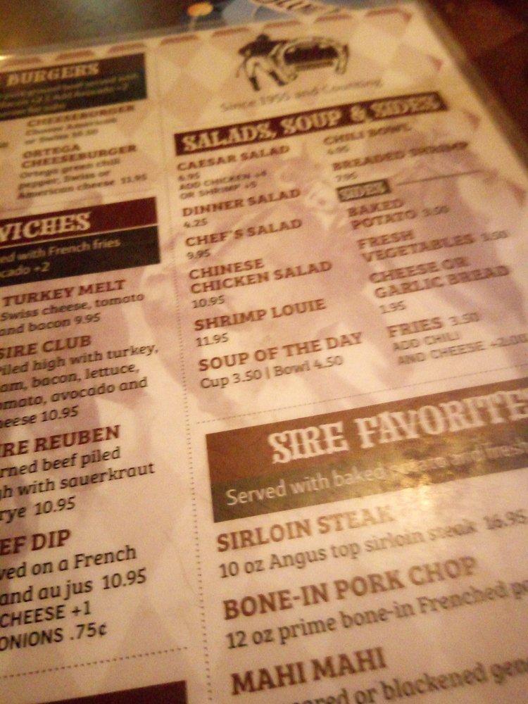 Menu at Sire Restaurant, Riverside