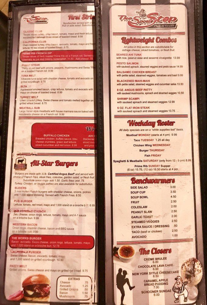 Menu at Sports Stop Pub & Grill, Canyon Lake