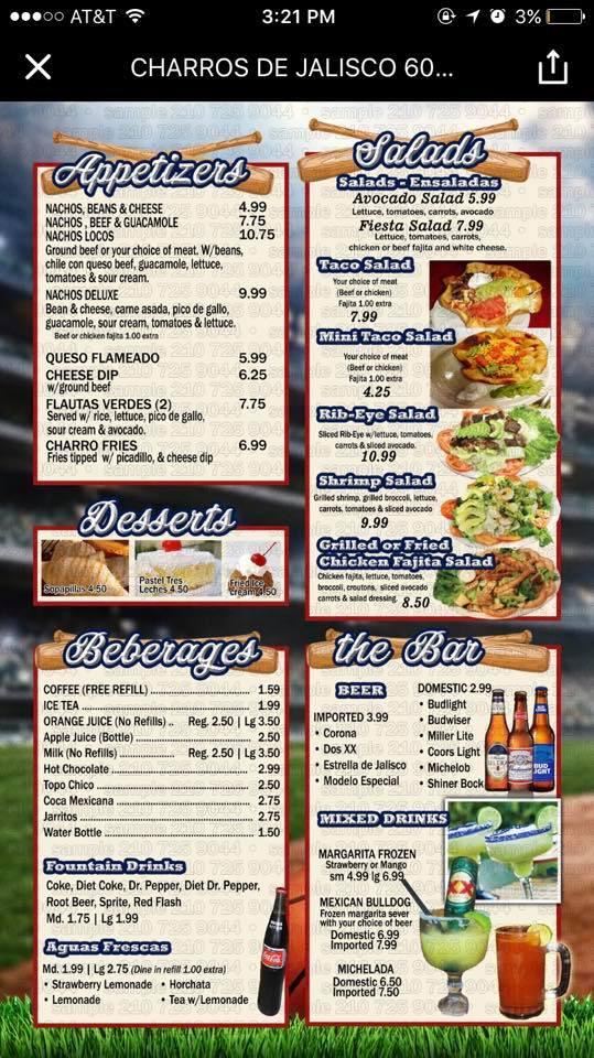 Menu at Cancun de Jalisco restaurant, Beeville