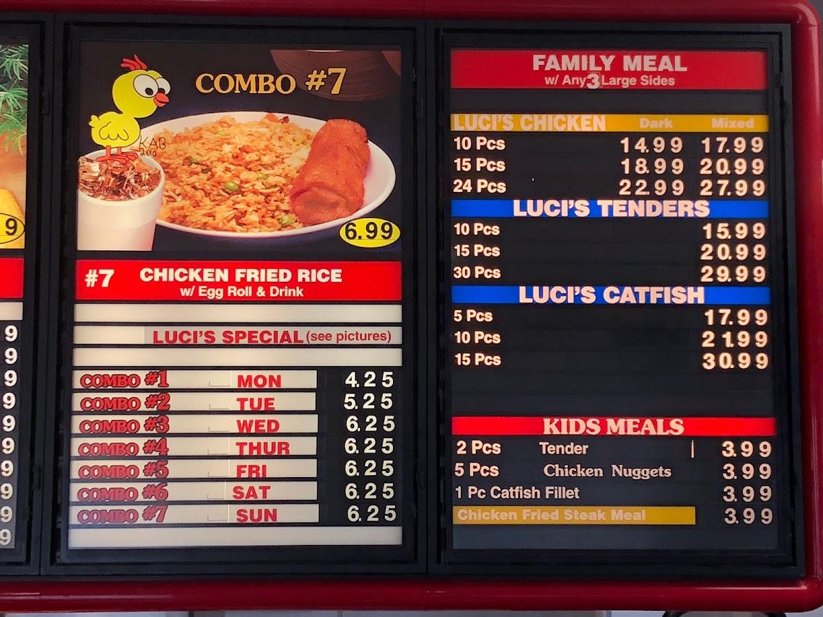 Menu at Luci’s Chicken N Rice restaurant, Irving