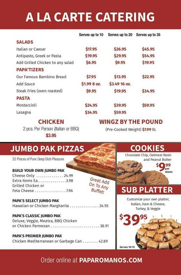 Menu at Papa Romano’s Pizza & Mr. Pita pizzeria, Auburn Hills