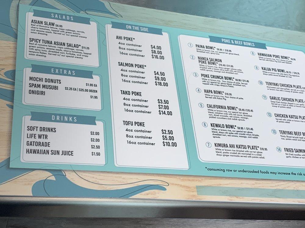 Menu at Pa'ina Cafe, Las Vegas