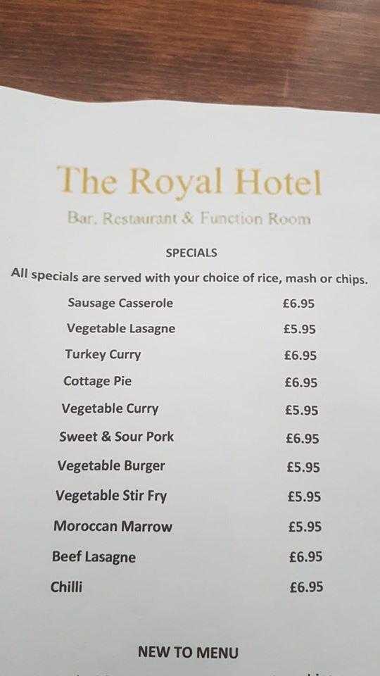 Menu at Royal Pub Sheerness, Sheerness