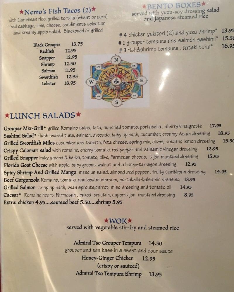 Carta de USS Nemo Restaurant, Naples