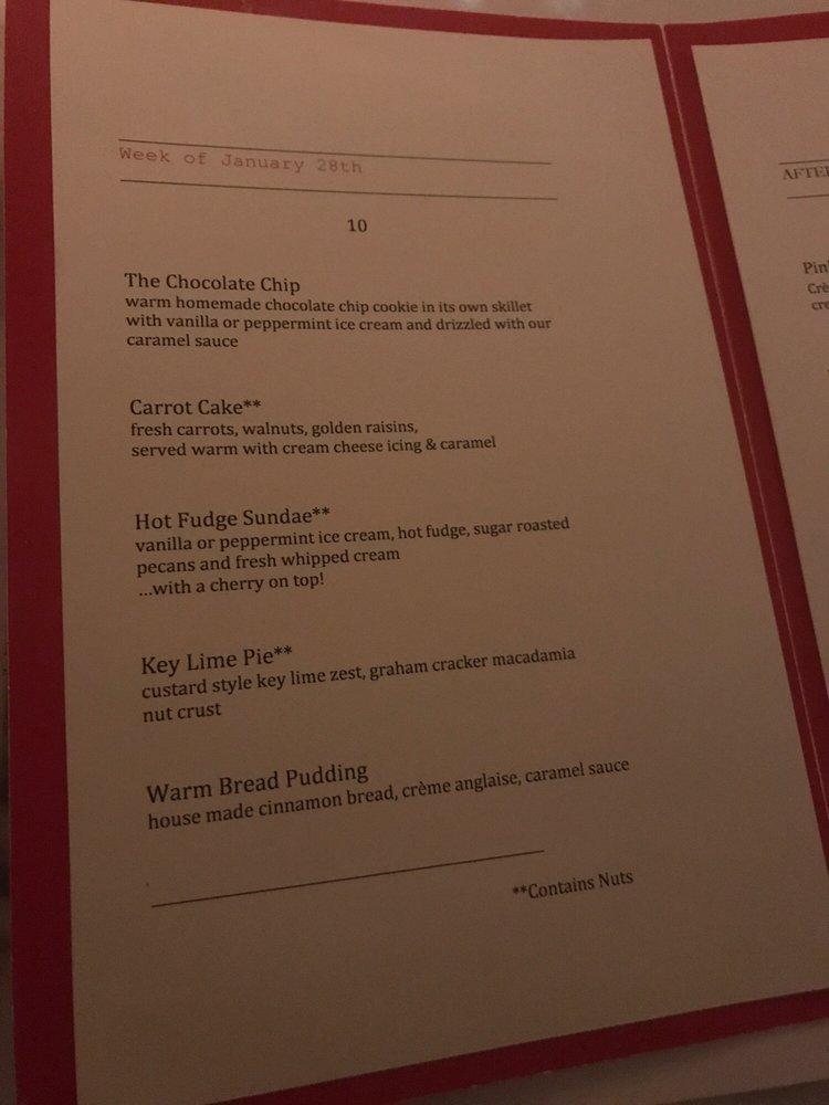 Menu at BrickTop's steakhouse, Palm Beach