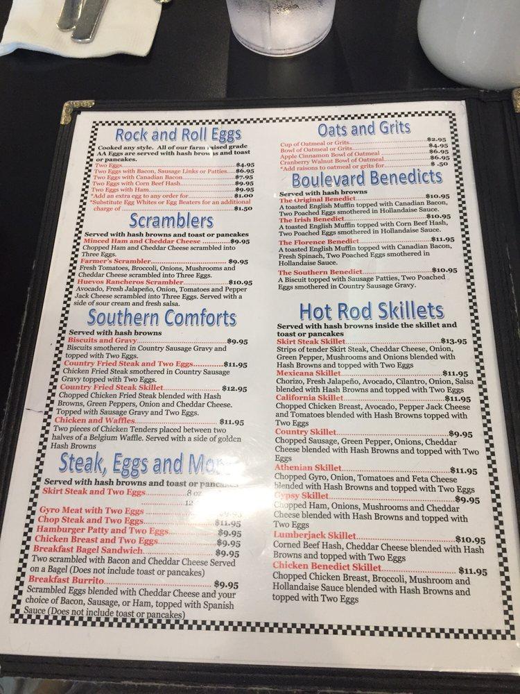 Menu at Gus' Diner restaurant, Rolling Meadows