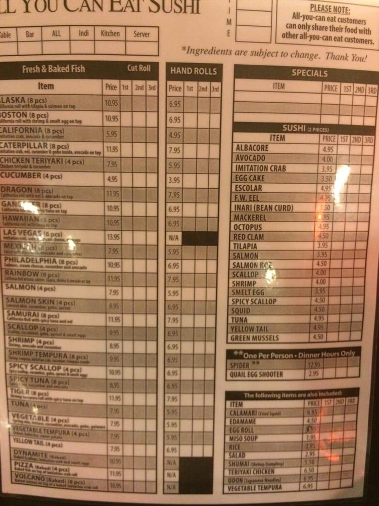 Carta del restaurante Sushi-Ray, Hemet