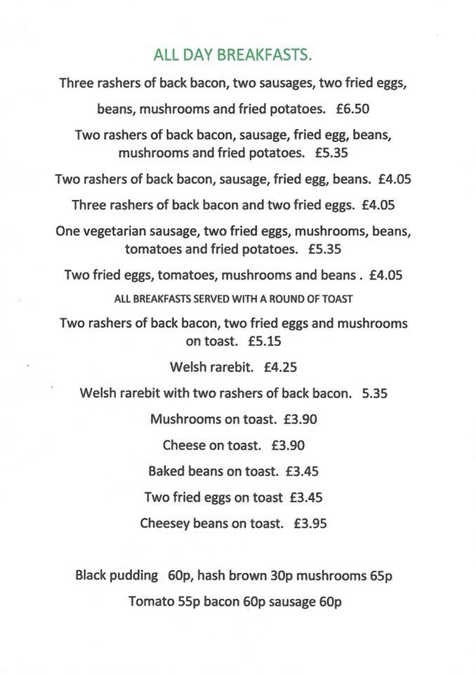 Menu at The Corner House restaurant, Ellesmere
