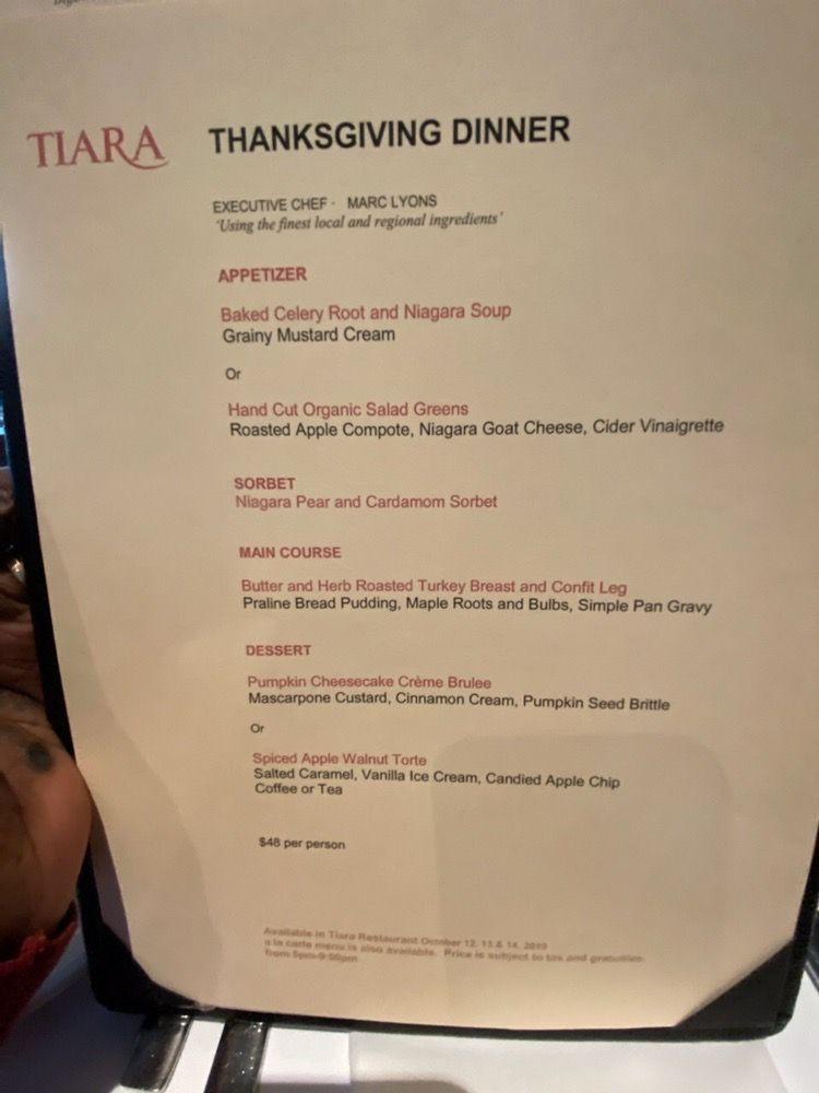 Menu at Tiara Restaurant, Niagara-on-the-Lake