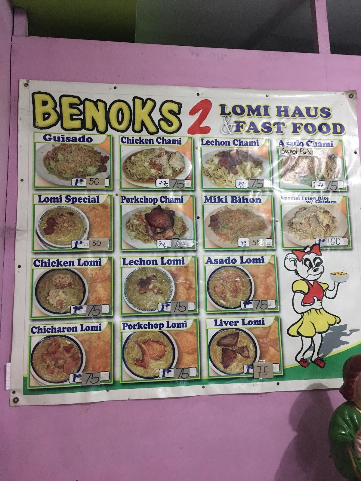 Menu at Benoks Lomi Haus restaurant, Lipa