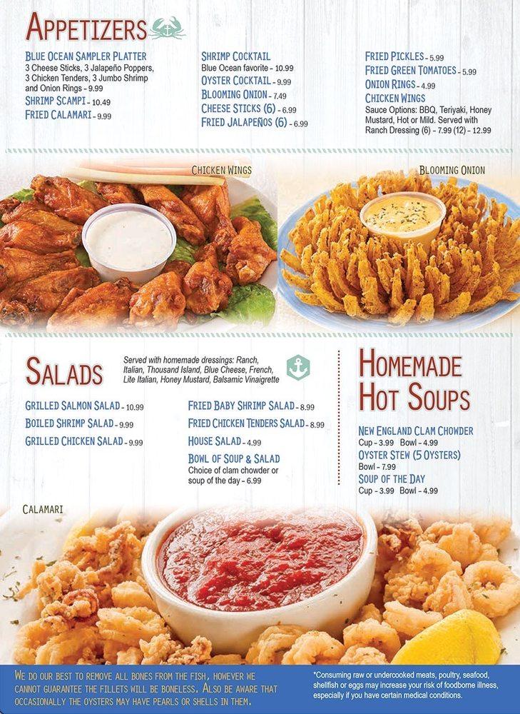 Menu at Blue Ocean Seafood Restaurant, Clinton