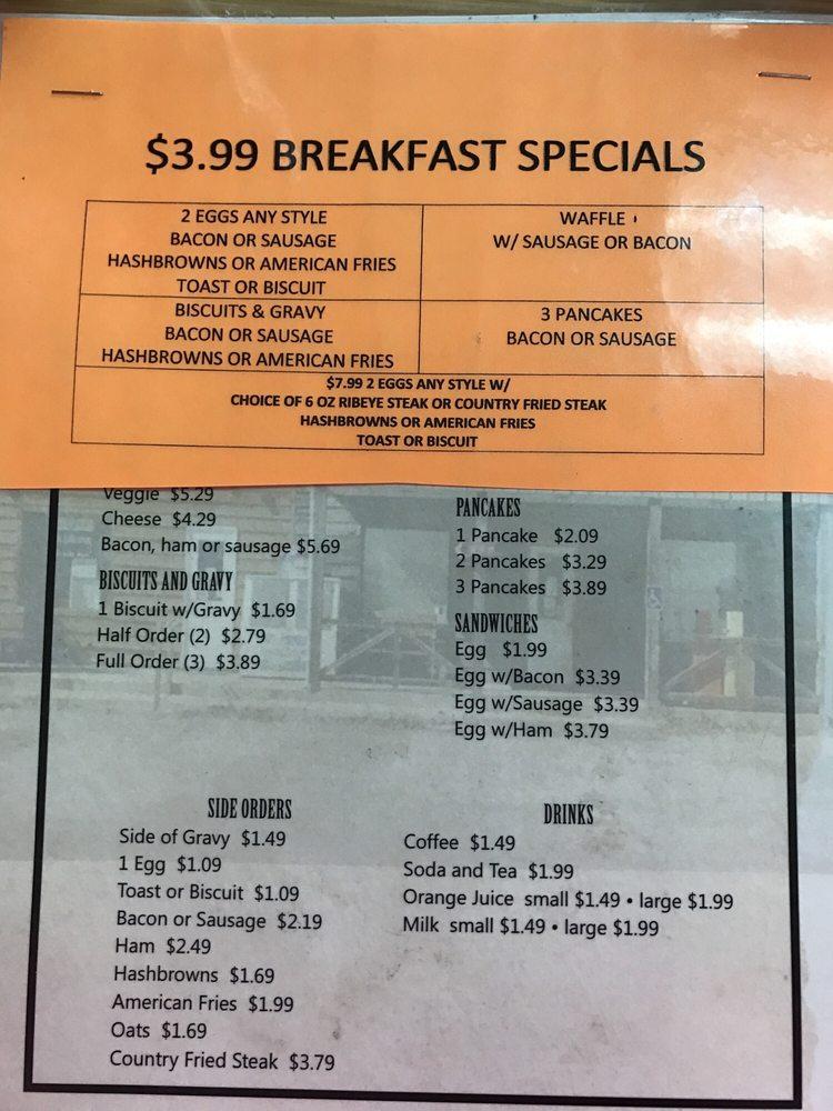 Menu at Bonnie Cafe, Bonnie, 675 IL-37