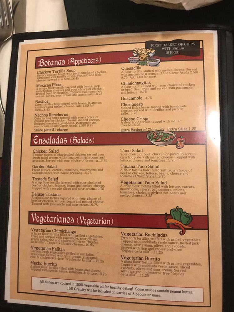Menu at Casa México restaurant, Boise, Fairview Ave # 104