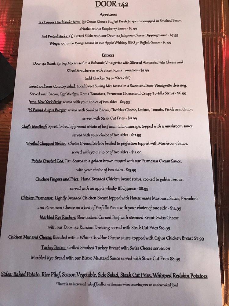 Menu at Door 142 pub & bar, Fredericktown
