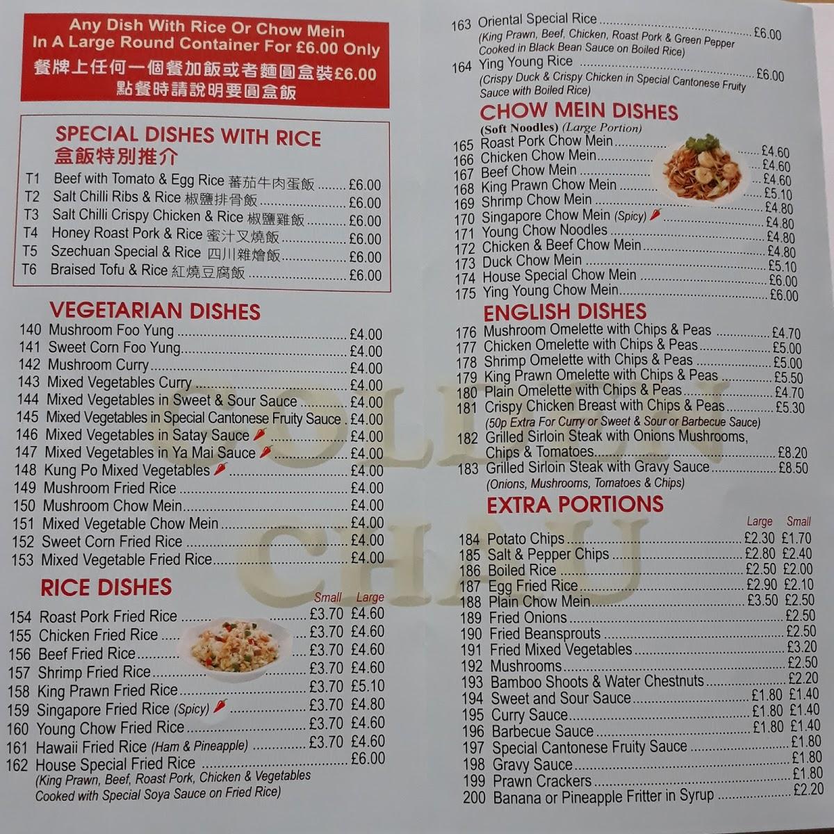 Menu at Golden Chau fast food, Loughborough, 80 Derby Rd