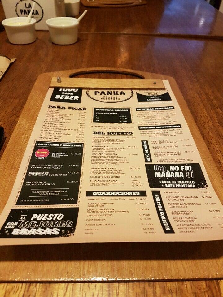 Carta del restaurante LA PANKA, Surquillo, Av. Manuel Villarán 753