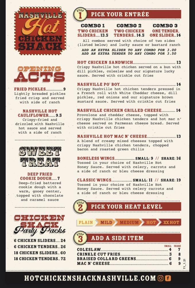 Carta de Nashville Hot Chicken Shack, Rancho Cucamonga, Foothill Boulevard
